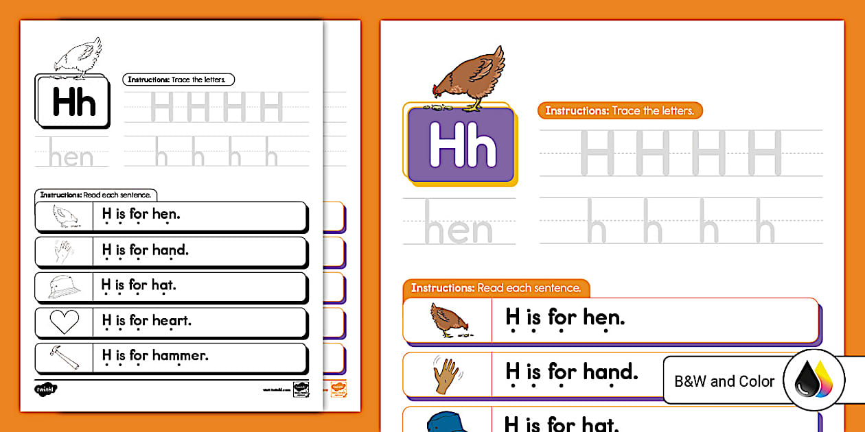 Letter H Fluency Sentences for ELL Alphabet Worksheet