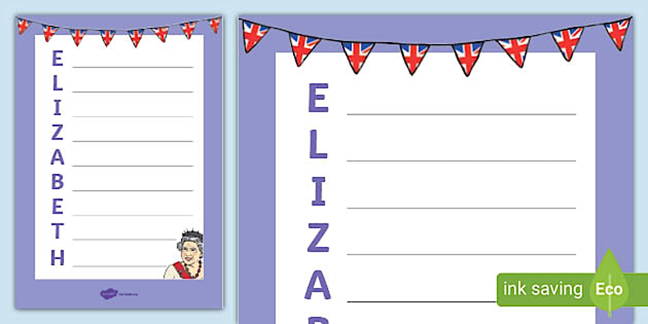 SA Queen Elizabeth Acrostic Poem - Twinkl