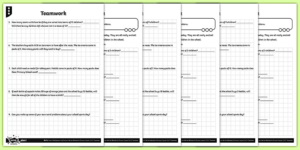 KS2 Division Worksheets - Short Division Questions - Twinkl