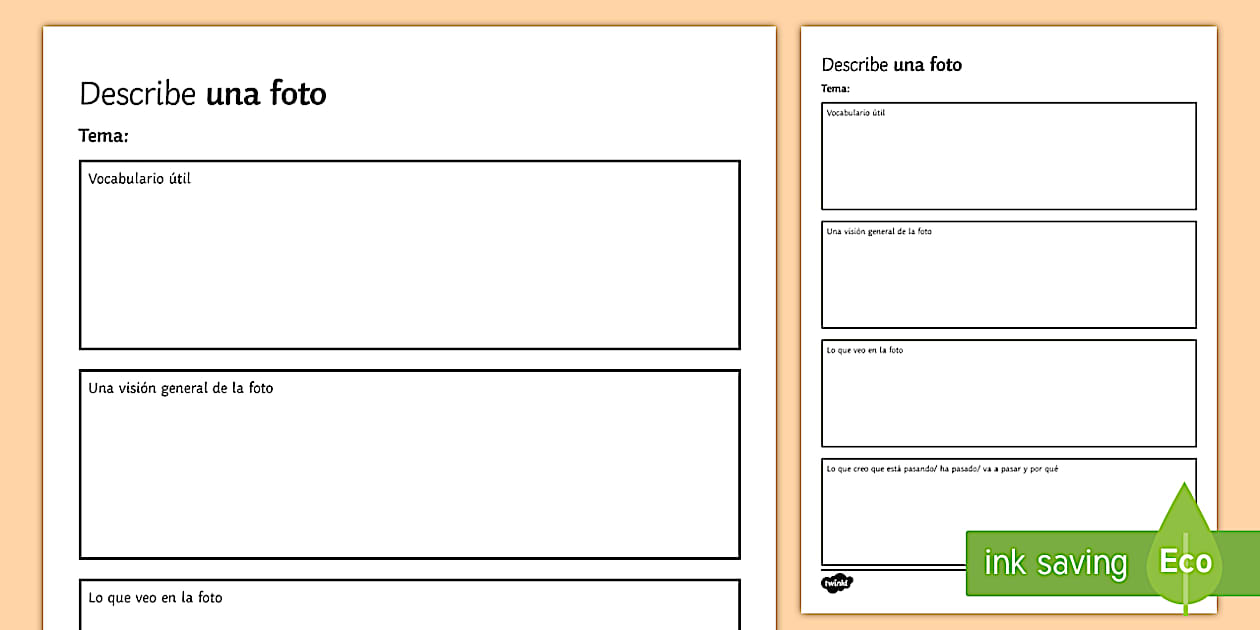 GCSE Spanish Describing a Photo Writing Template - KS4 Resources