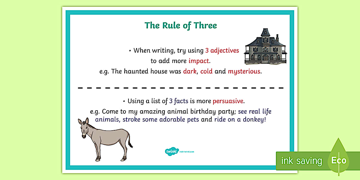 Cursive The Rule of Three Example A4 Display Poster - Twinkl