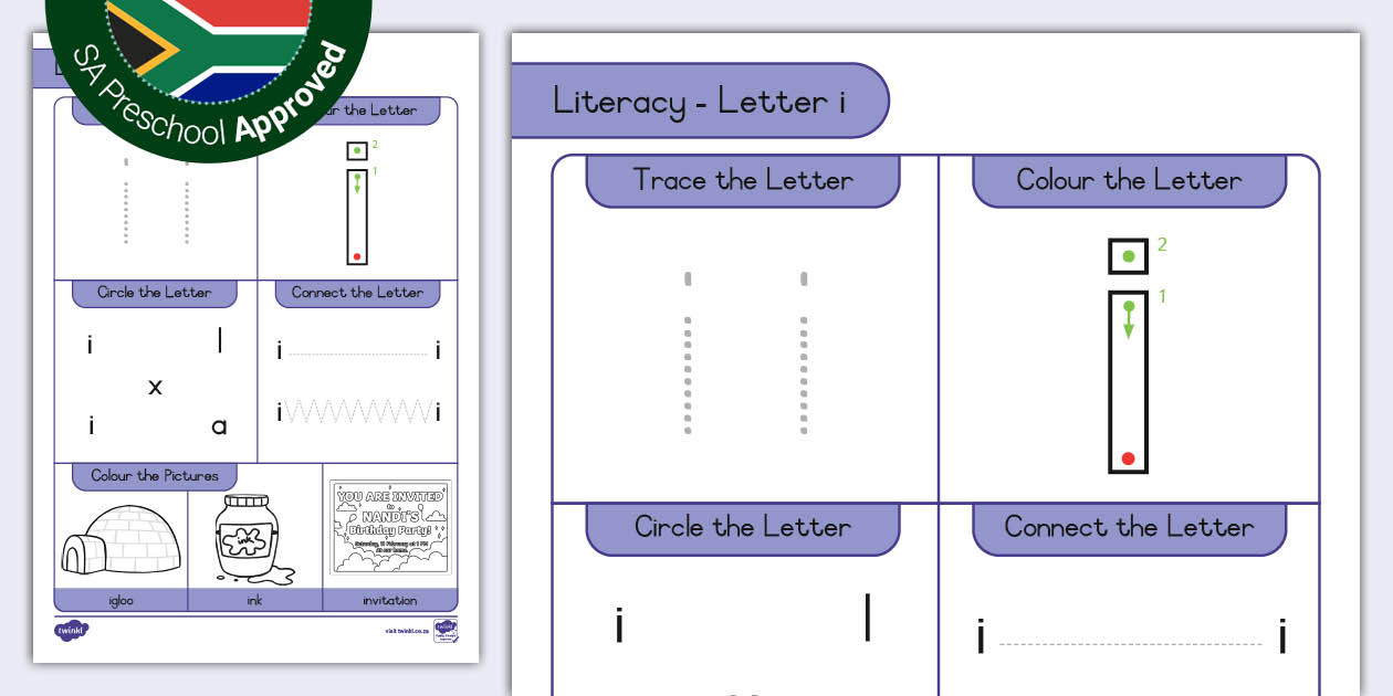 Preschool: Literacy: Letter i Worksheet