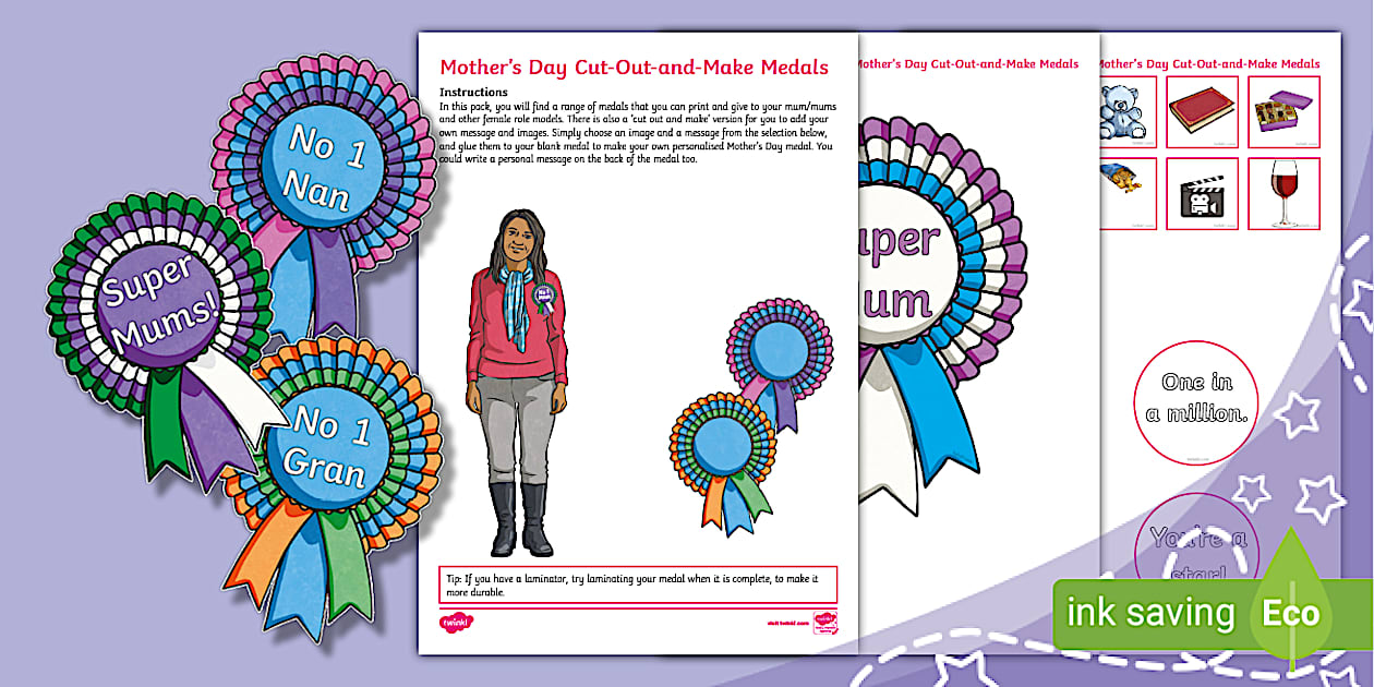 Mother's Day Medal Activity for Mothers and Mother Figures