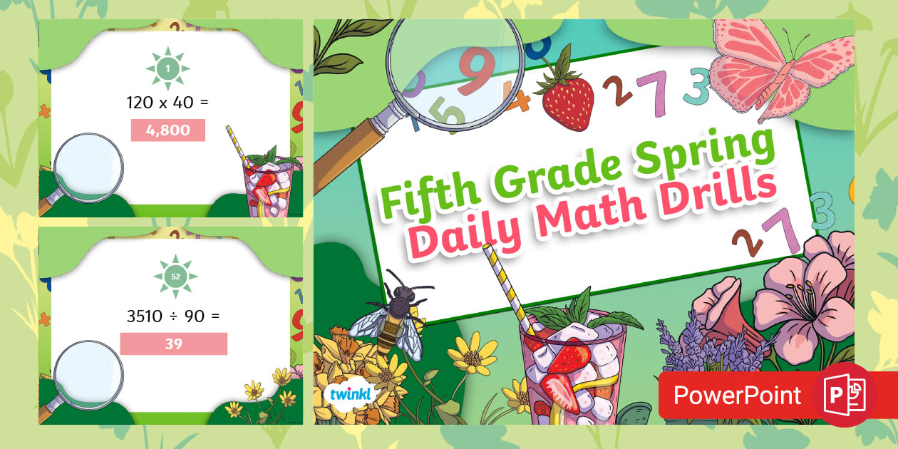 Fifth Grade Springtime Daily Math Drills - Twinkl