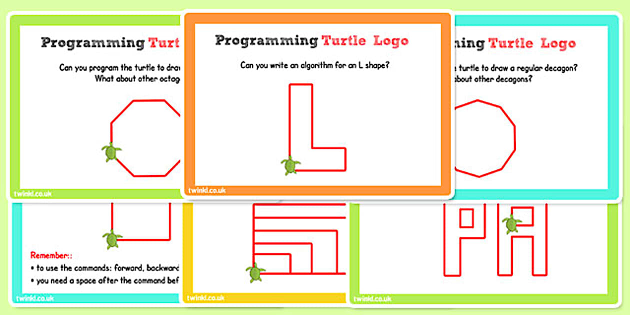 ICT Challenge Cards Programming Turtle Logo (teacher made)