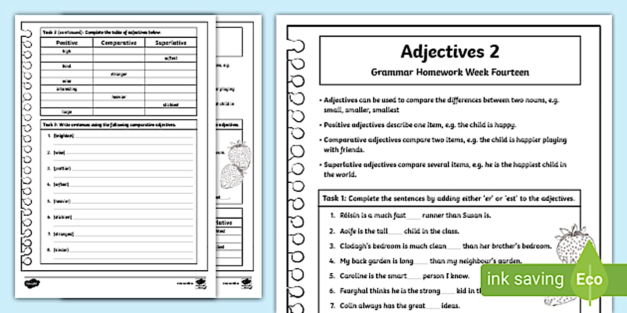 Grammar Homework Week Fourteen - Twinkl