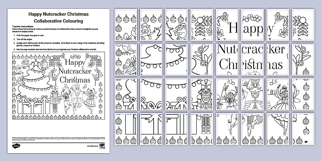 Nutcracker Christmas Collaborative Colouring - Twinkl