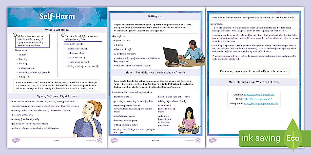Self-Harm Information for KS2 Leaflet - Mental Health