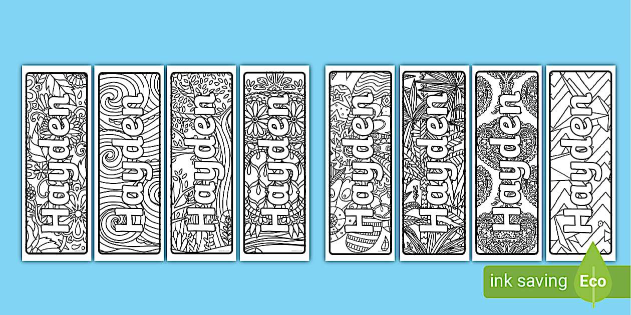 Hayden Mindfulness Name Colouring Bookmarks | Twinkl | KS1
