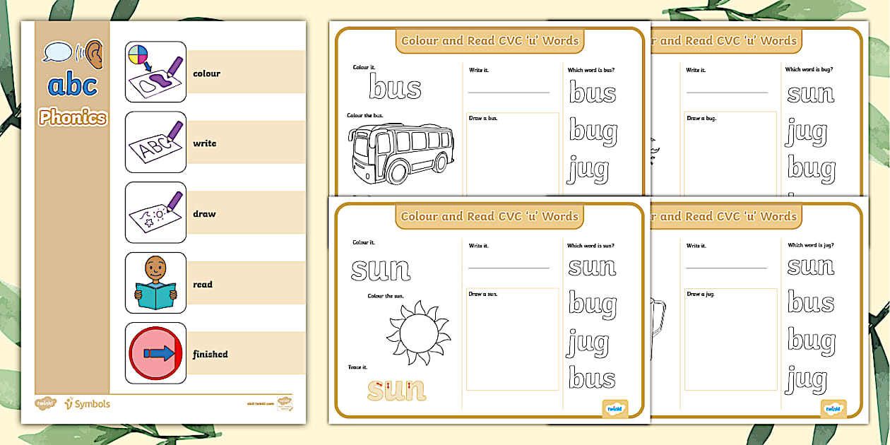 SEND Structured Steps CVC 'u' Words Colour, Write and Read