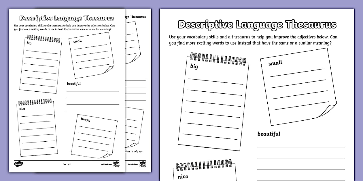 Descriptive Language Thesaurus Activity (teacher made)