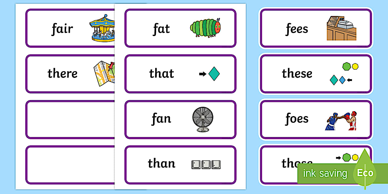 Voiced 'th' and 'f' Minimal Pair Cards