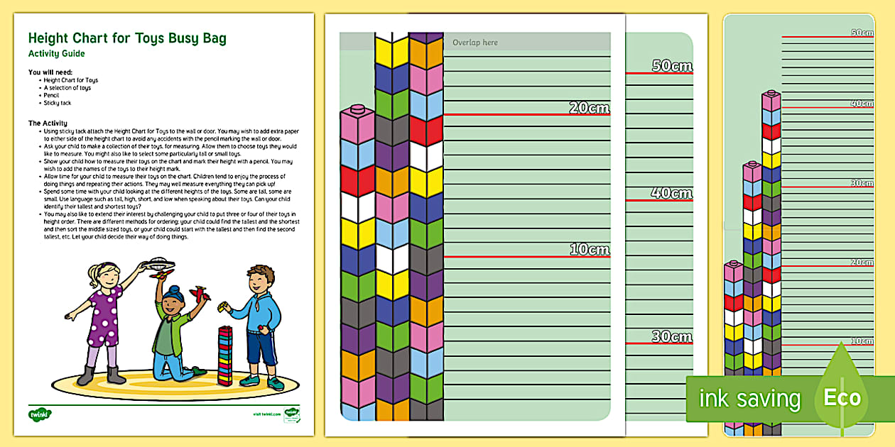 Height Chart for Toys Busy Bag Resource Pack for Parents