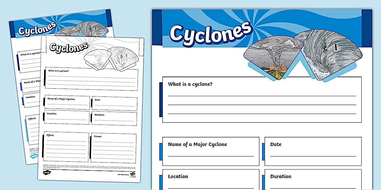 Cyclone Fact File Template (Teacher-Made) - Twinkl
