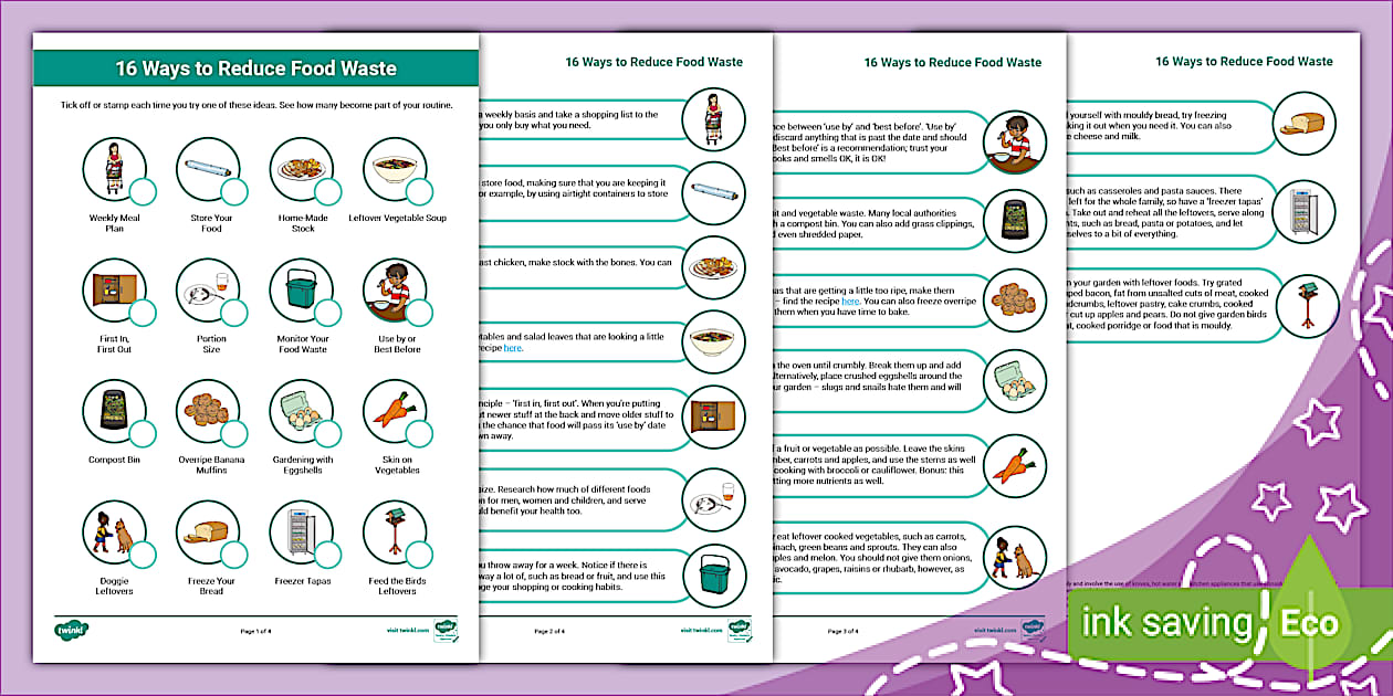 16 Ways to Reduce Food Waste Sheet | Parents Events - Twinkl