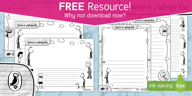 FREE Diary of a Wimpy Kid Blank and Lined Journal Writing Pages