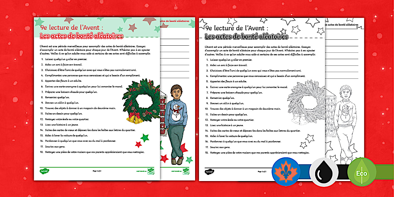 Day 9 of Advent Reading - Random Acts of Kindness French