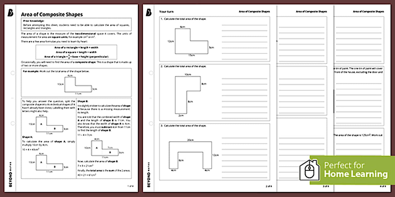 👉 Area of Composite Shapes - Home Learning | KS3 Maths