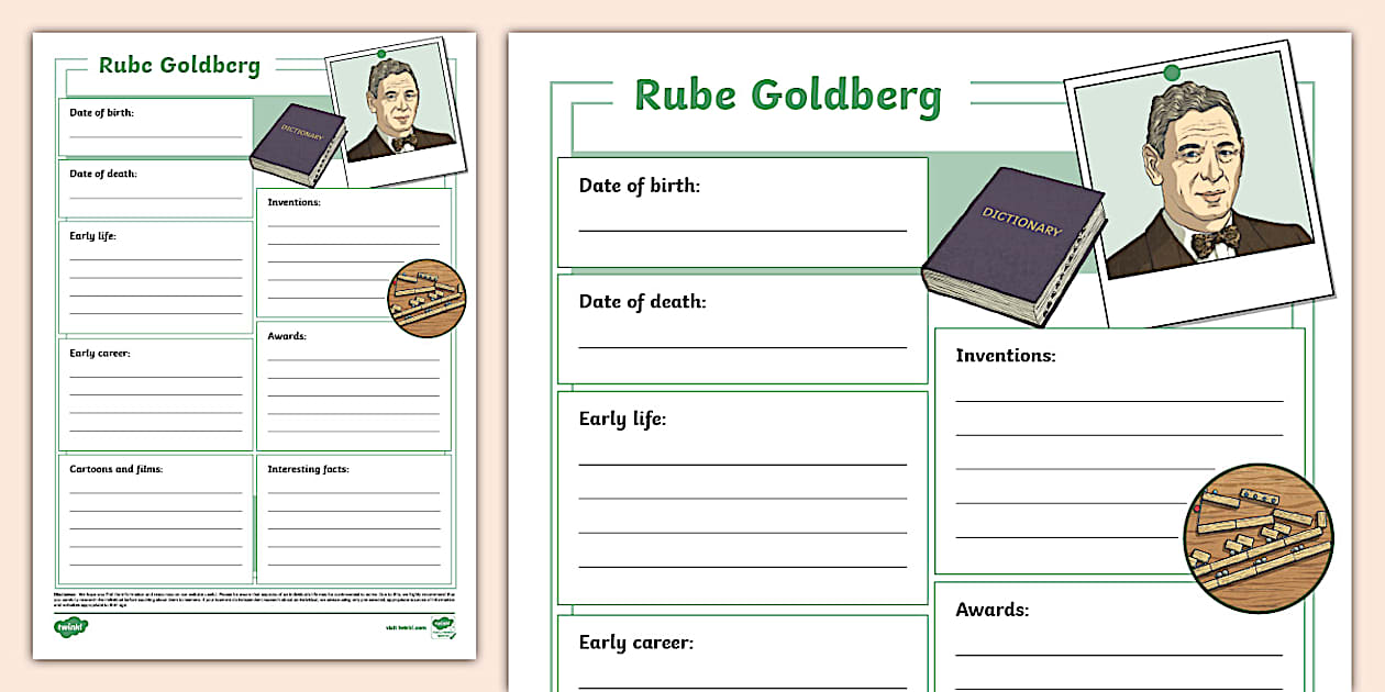 Rube Goldberg Fact File Template (teacher made) - Twinkl