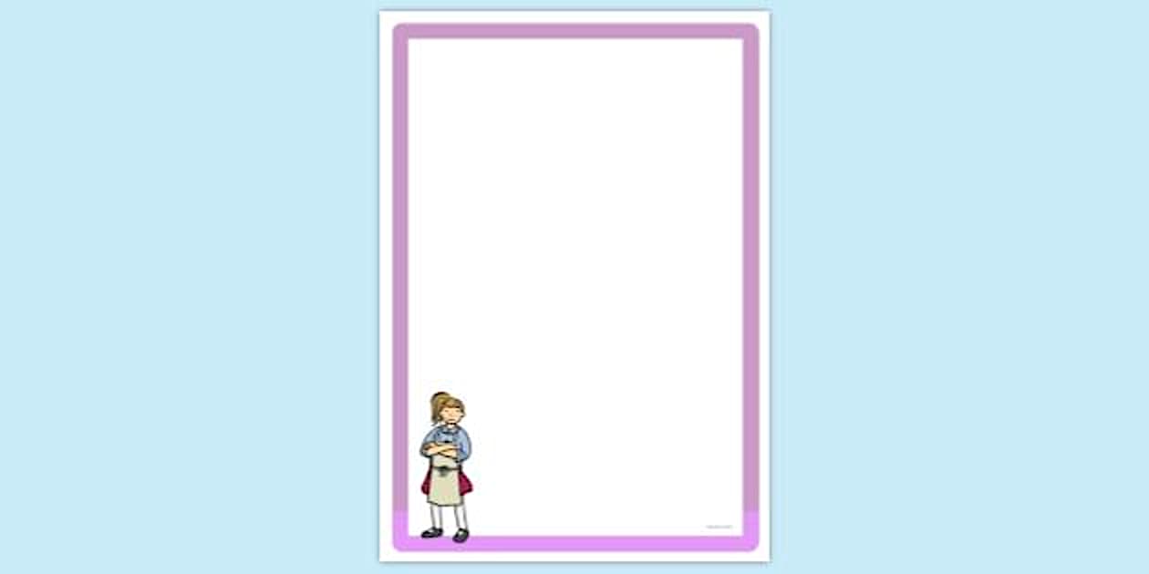Simple Blank Girl in Apron Page Border