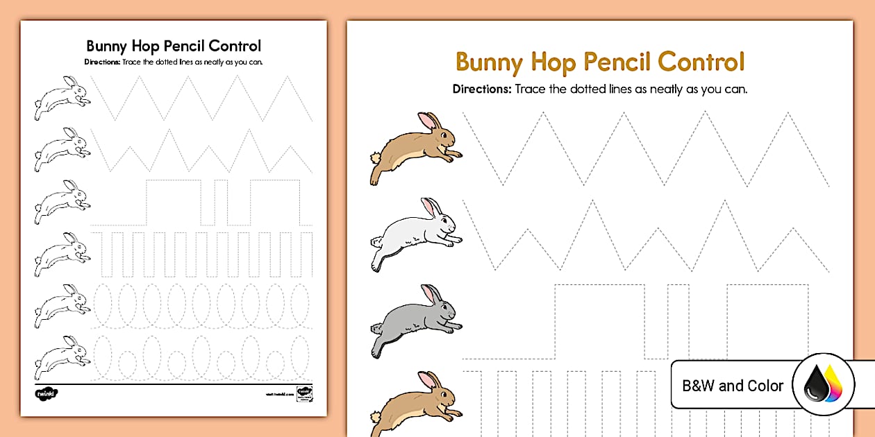 Bunny Hop Pencil Control Worksheet (teacher made) - Twinkl