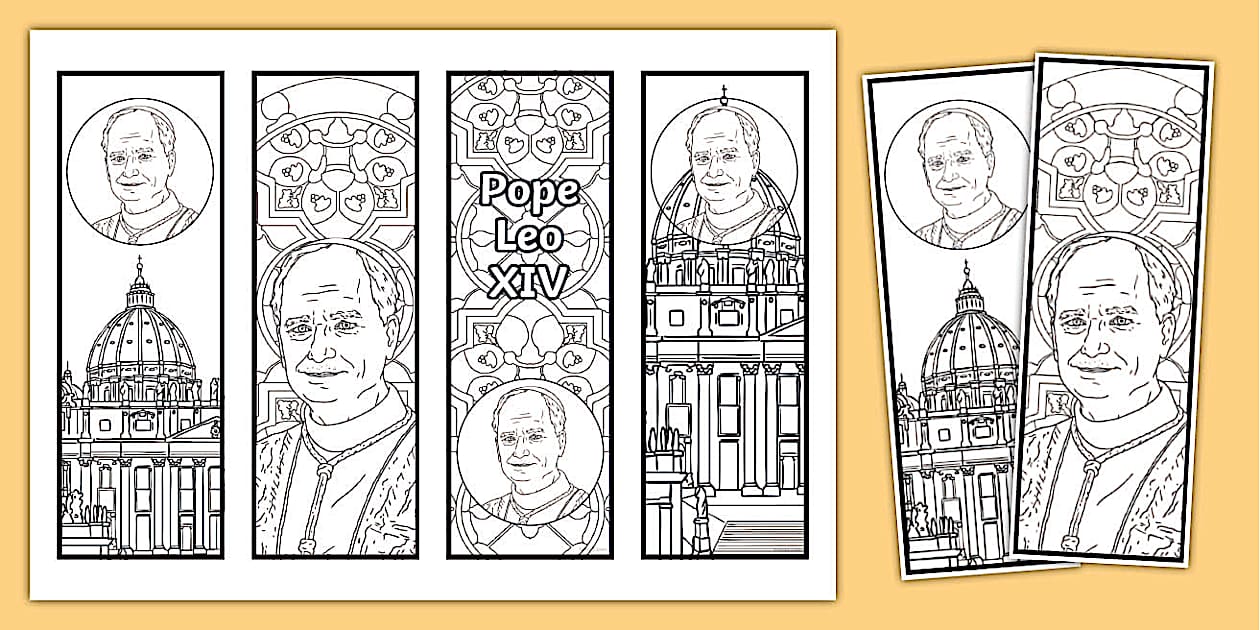 * NEW * Pope Leo XIV Colouring Bookmarks - Twinkl