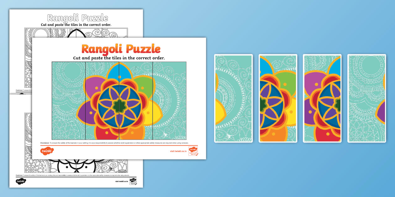 Rangoli Puzzle Strips Activity Worksheet - Twinkl