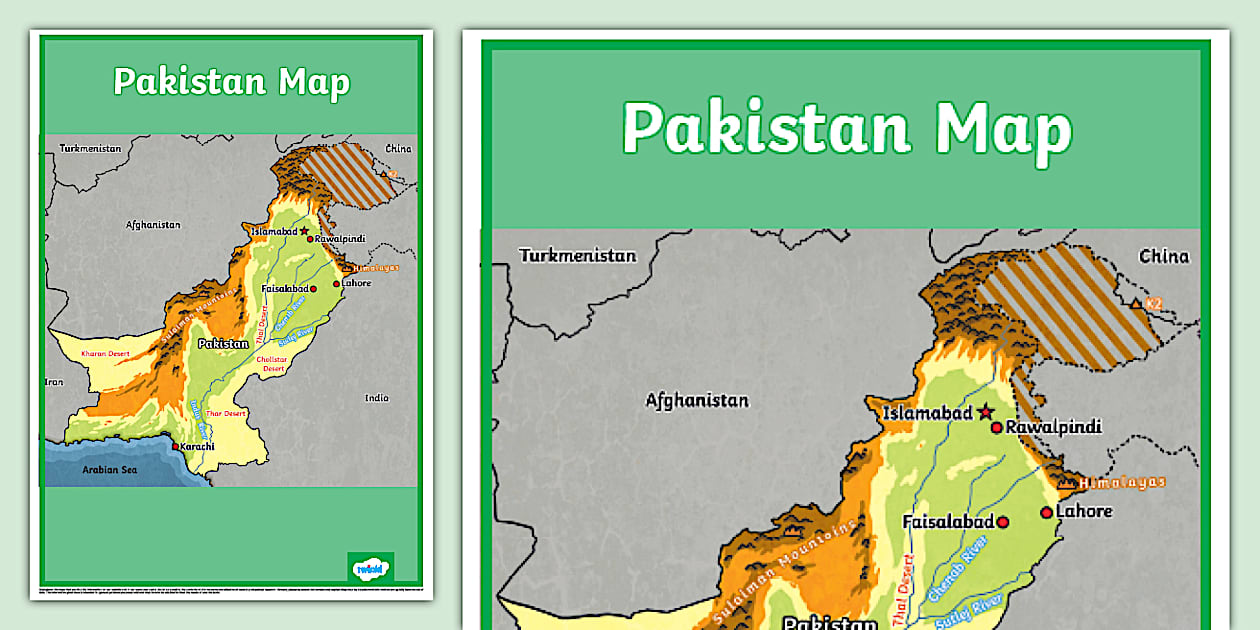 KS2 Pakistan Display Map (Teacher-Made) - Twinkl