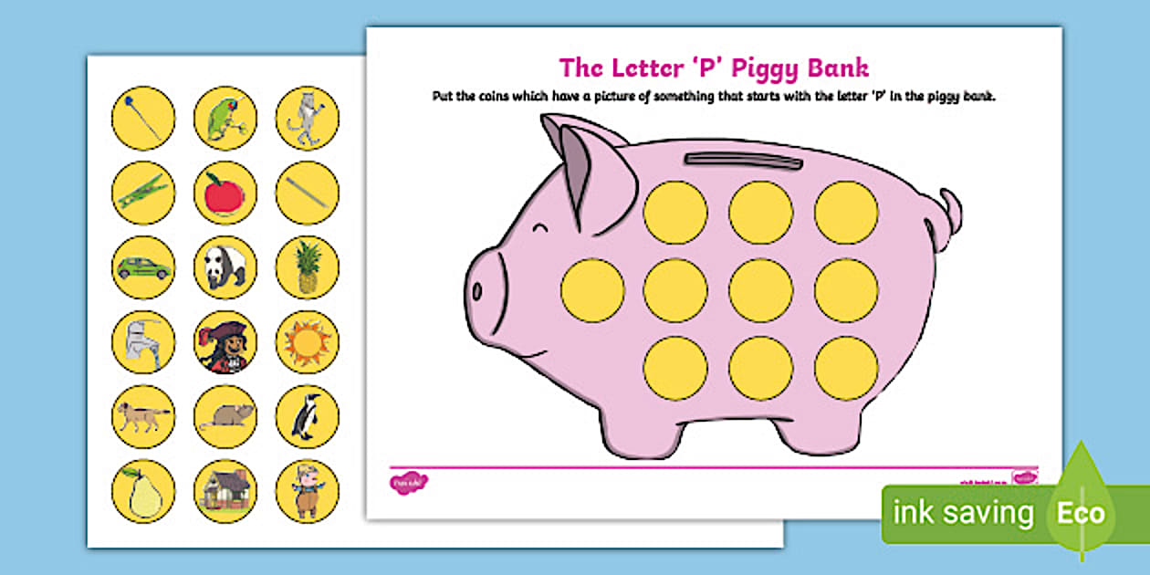 ‘p’ Words Phonics Piggy Bank Activity | Twinkl Resources