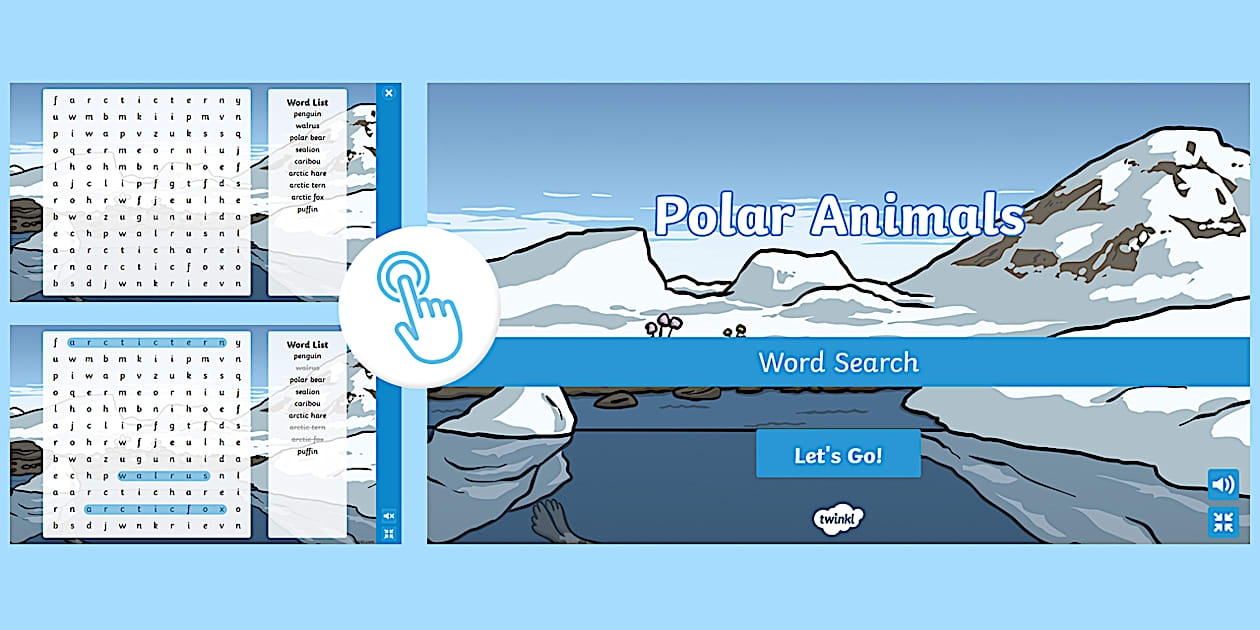 Interactive Polar Animals Word Search | Twinkl Go! - Twinkl