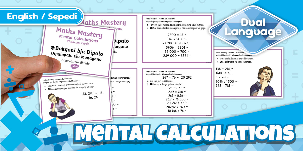Grade 4 Maths Mental Calculations Challenge Cards Sepedi/Eng