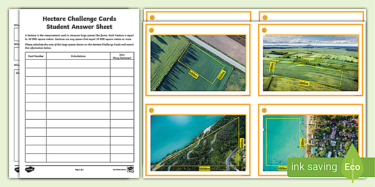 Calculating Hectares Challenge Cards - Twinkl