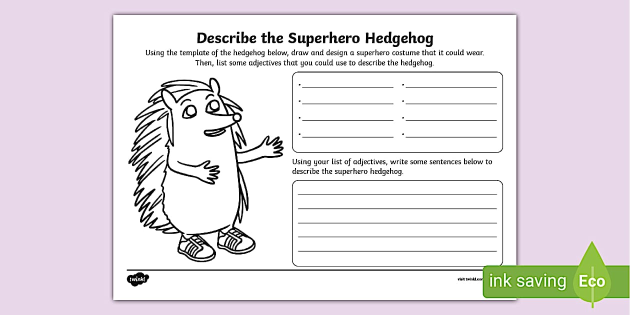 Describe the Superhero Hedgehog Writing Activity