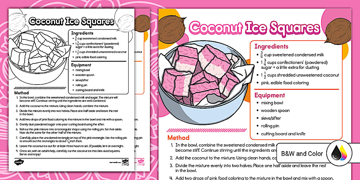 Diwali No-Bake Coconut Ice Squares Recipe - Twinkl