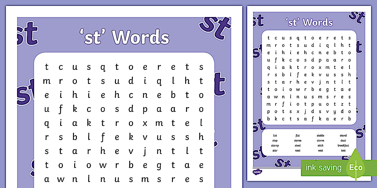 'st' Phonics Words Search | Literacy Activity Resources