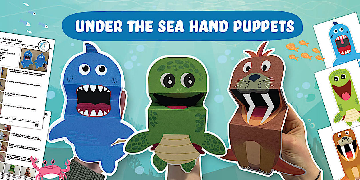 Under the Sea Hand Puppets | Turtle, Walrus and Shark Crafts