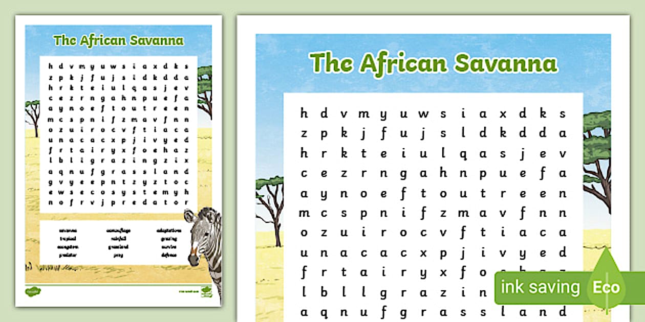 African Savanna Word Search (teacher made) - Twinkl