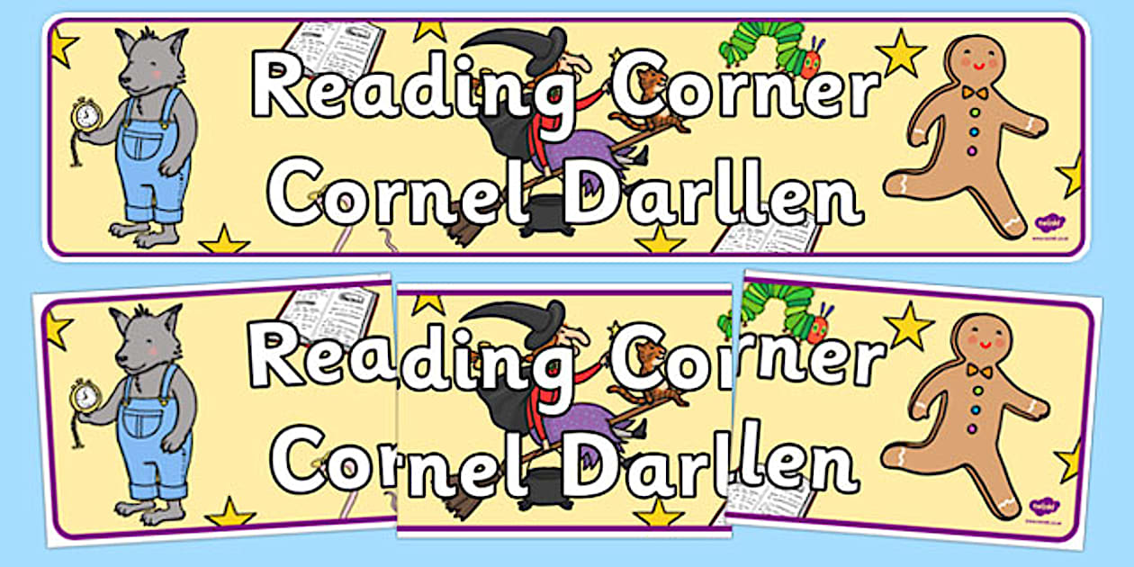 Reading Corner Display Banner Welsh Translation - Twinkl