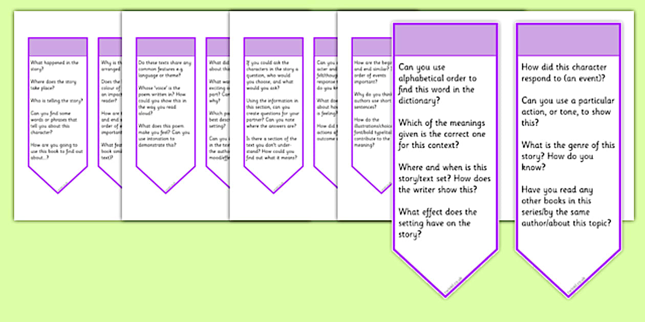 Guided Reading Curriculum Questions Bookmarks Lower KS2