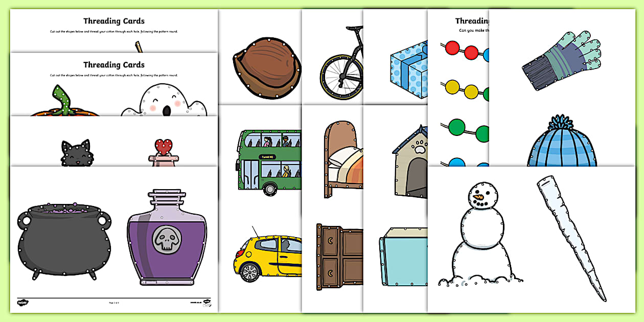 Threading Cut-Outs Resource Pack (teacher made) - Twinkl