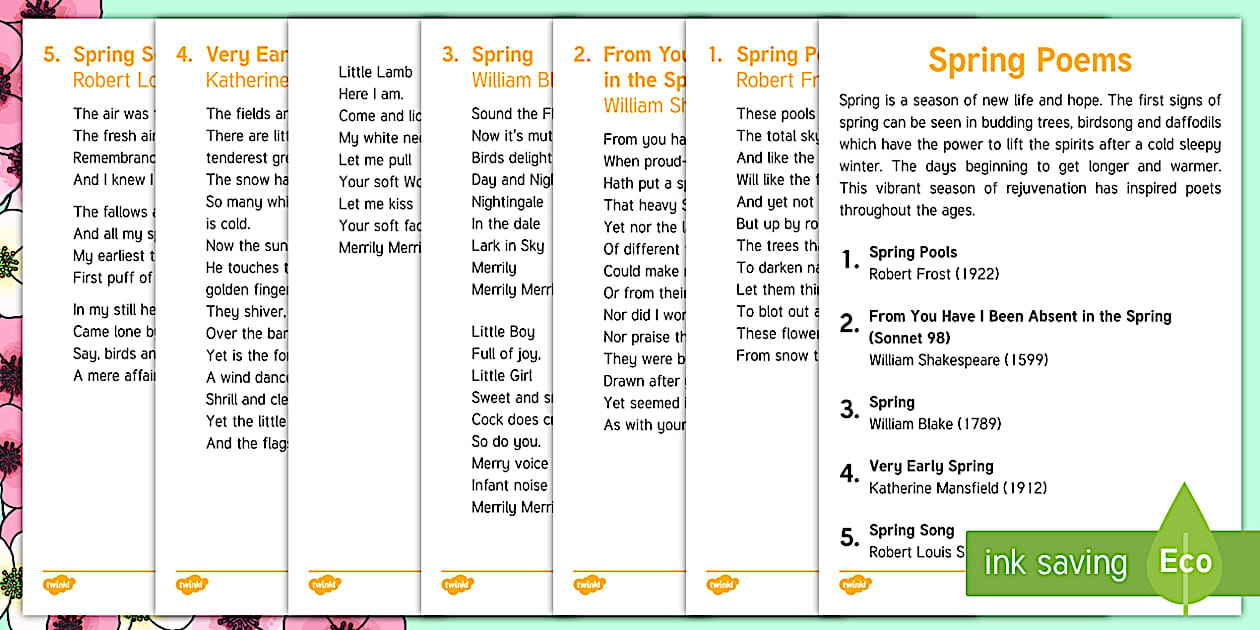 Poem On Spring Season In English | Adult Guidance - Twinkl