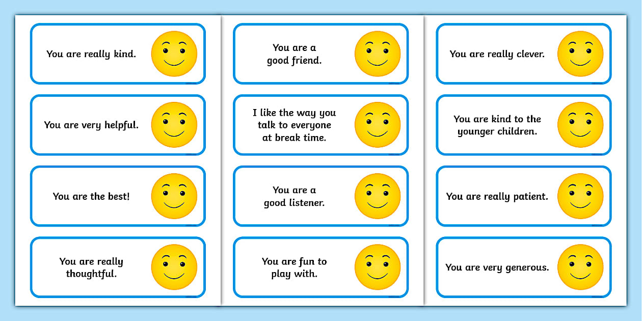 Giving Positive Compliments Prompt Cards (teacher made)