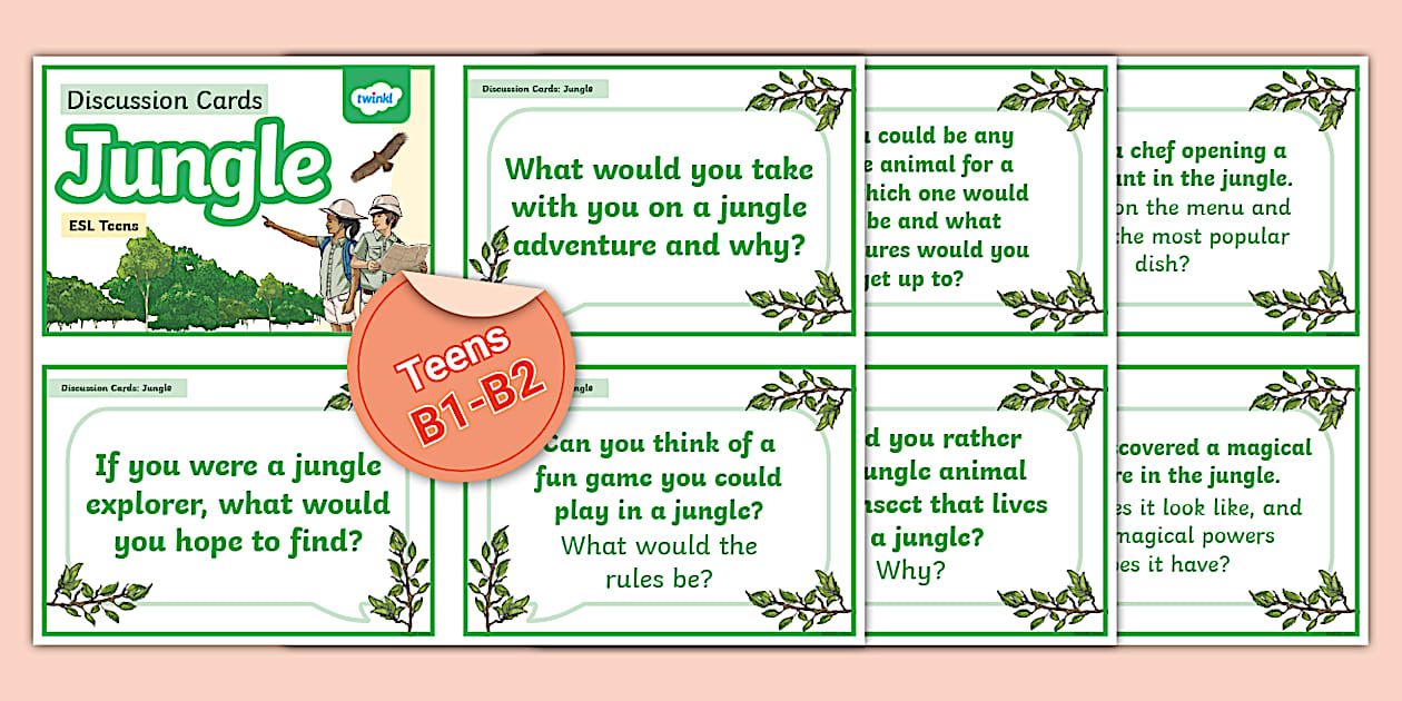 ESL Jungle Discussion Cards [Teens, B1-B2] (teacher made)