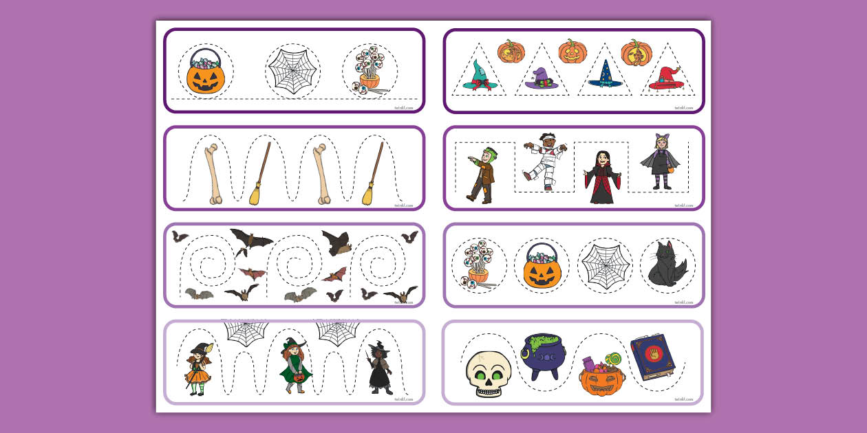 Halloween Pencil Control Flashcards (Teacher-Made) - Twinkl