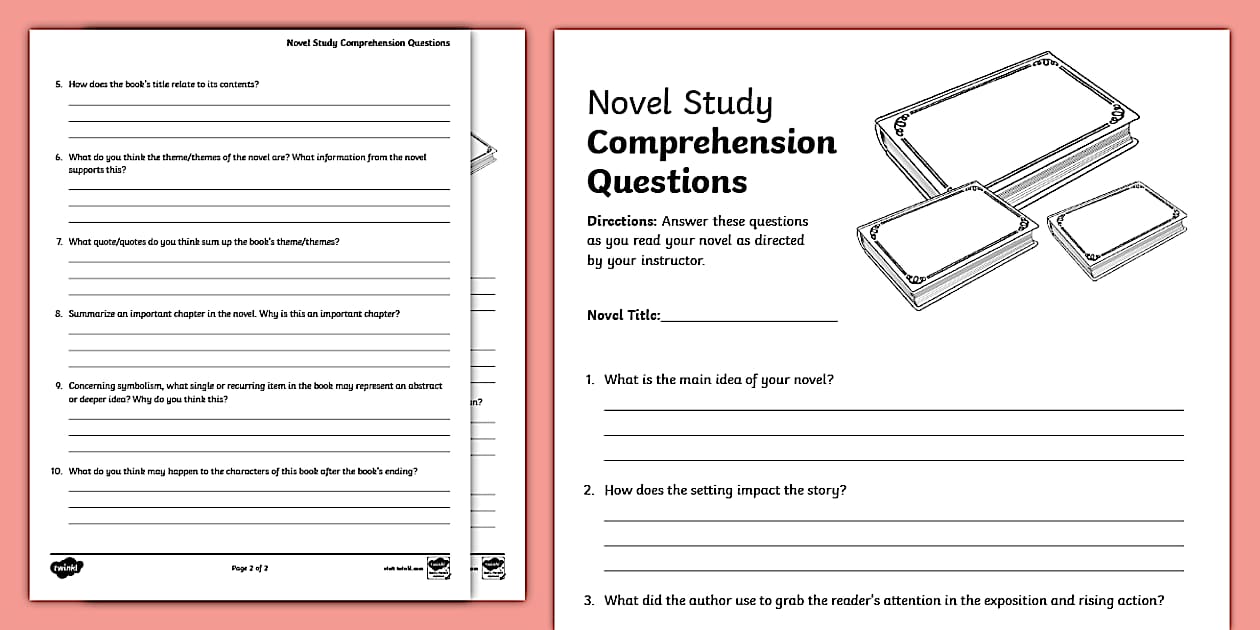 Novel Study Comprehension Questions for 3rd-5th Grade