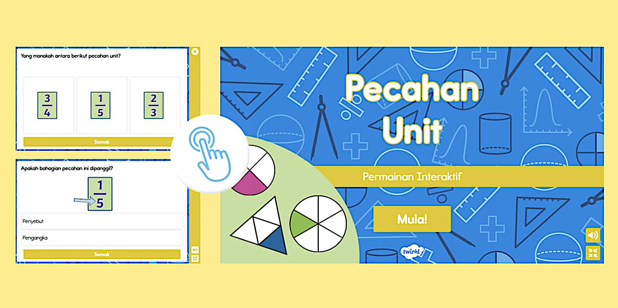 Permainan Interaktif Matematik - Kuiz Pecahan Unit - Matematik Tahun 2