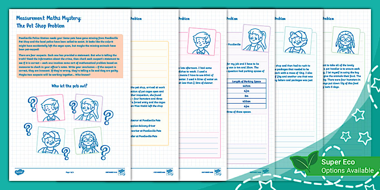 Measurement Maths Mystery: The Pet Shop Problem (Ages 7 - 8)