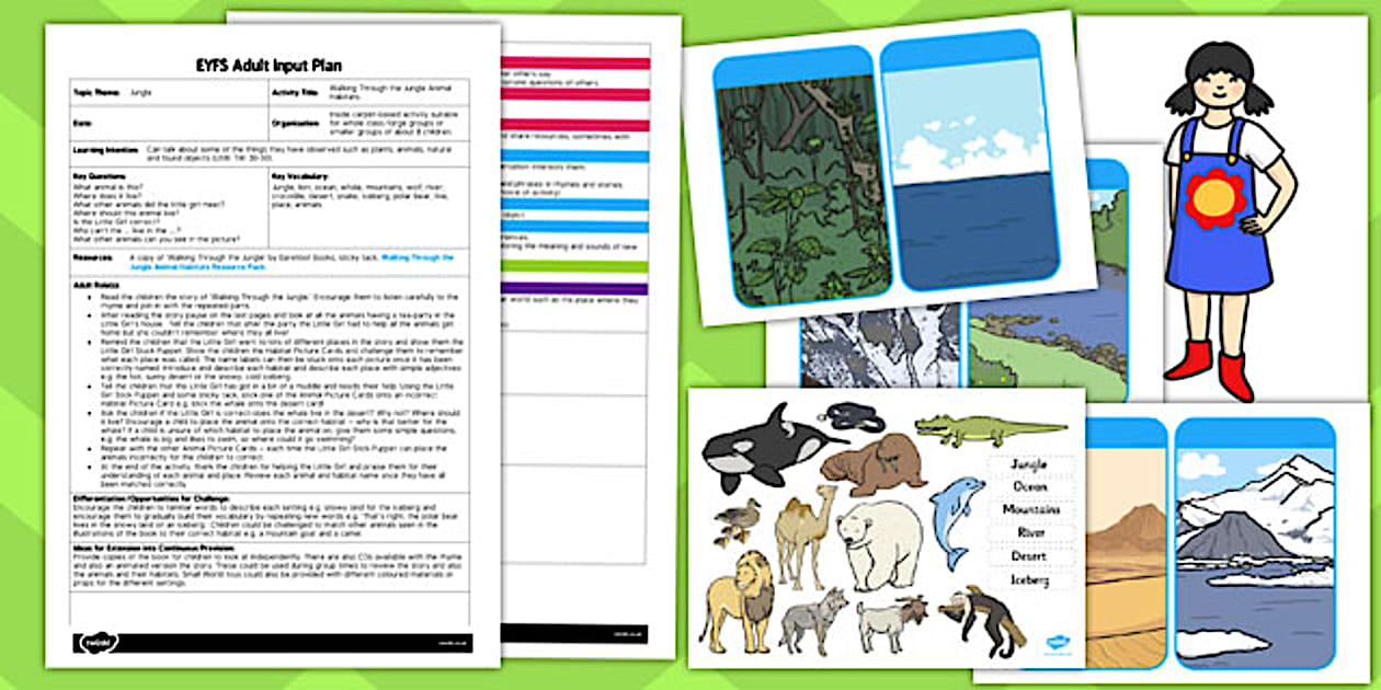 EYFS Animal Habitats Jungle Animals Themed Adult Input Plan and ...