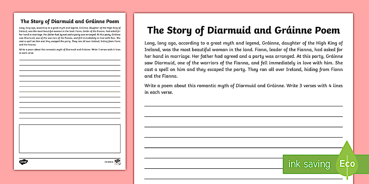 The Story of Diarmuid and Gráinne Poem (teacher made)