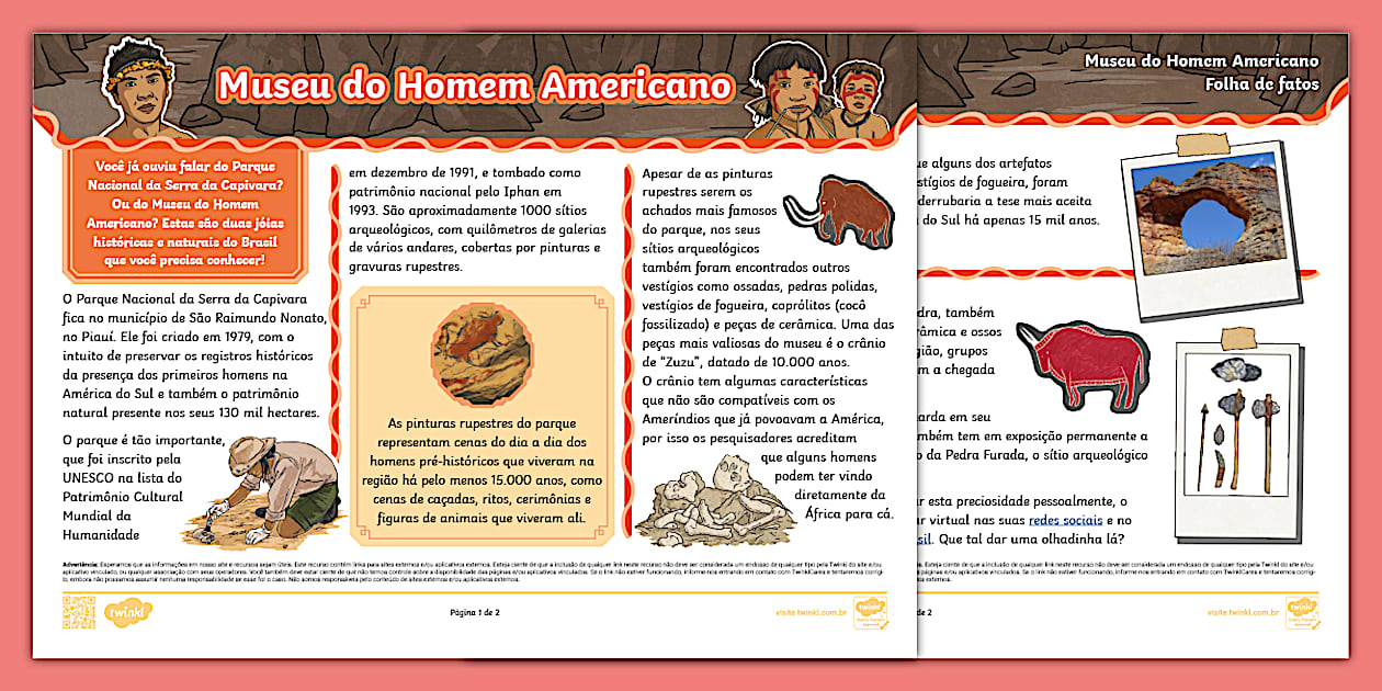 O Museu do Homem Americano - Folha de fatos (teacher made)